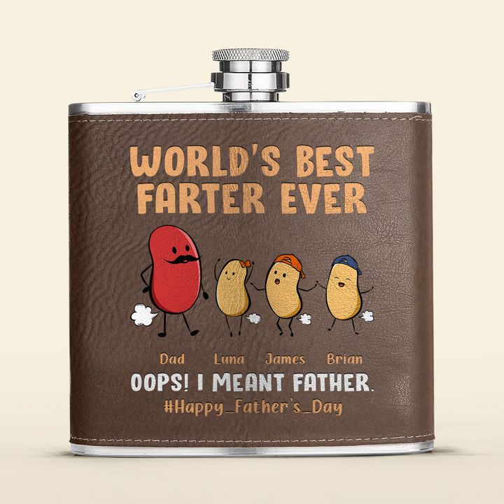 Funny Gift World's Best Farter Ever - Personalized Leather Flask – Macorner