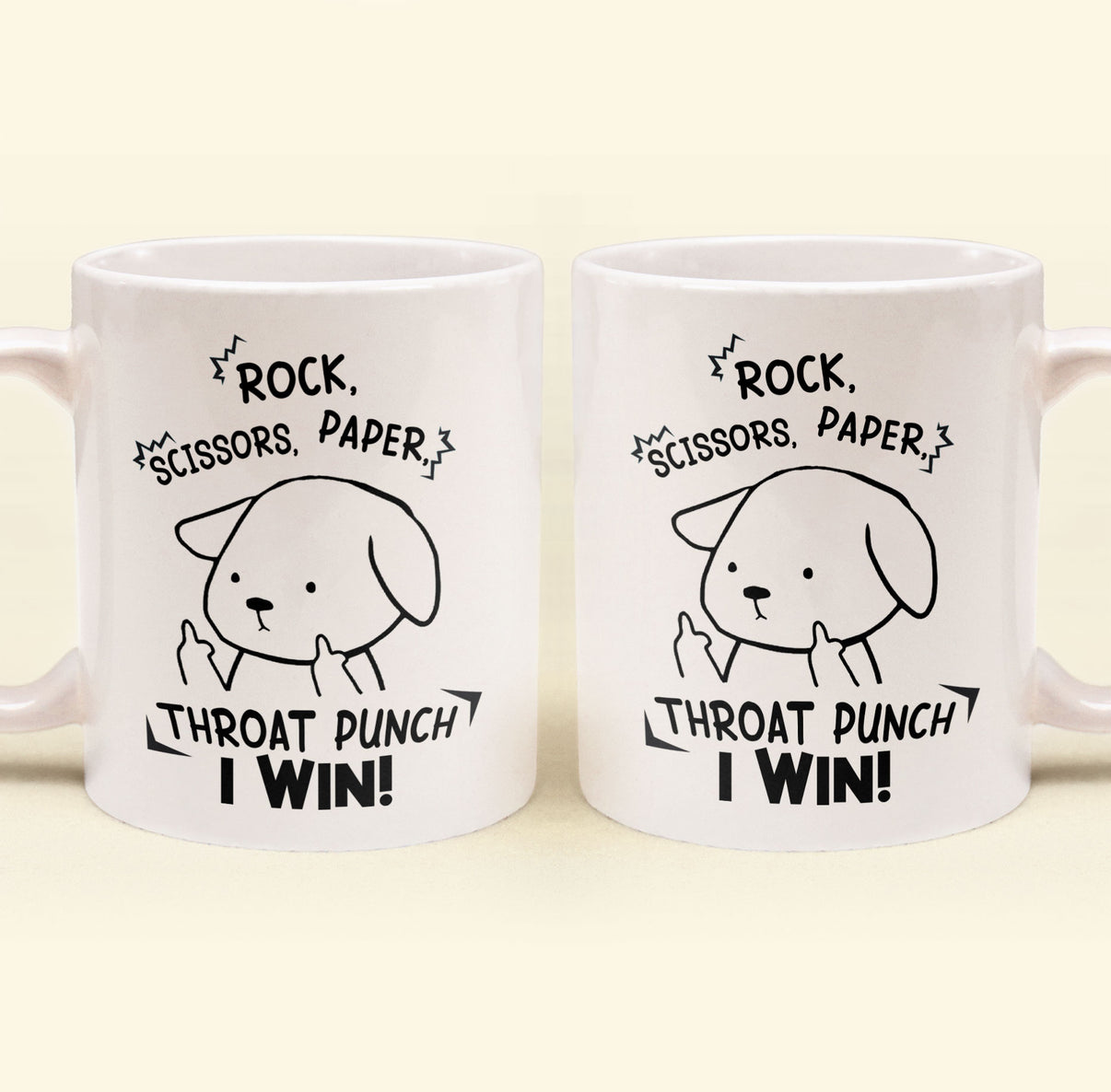 Funny Mug - Rock Paper Scissors Throat Punch I Win - Fun Gifts For Cow ...