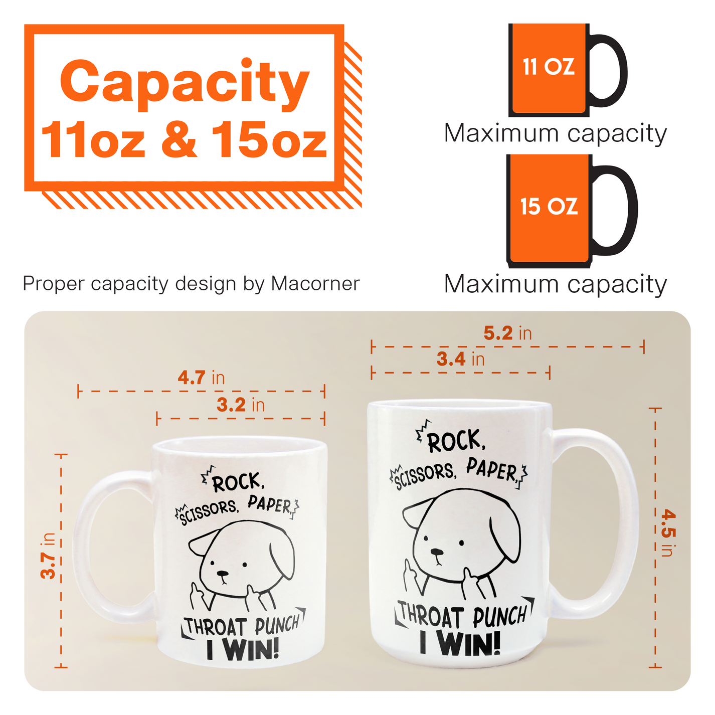 Funny Mug - Rock Paper Scissors Throat Punch I Win - Fun Gifts For ...