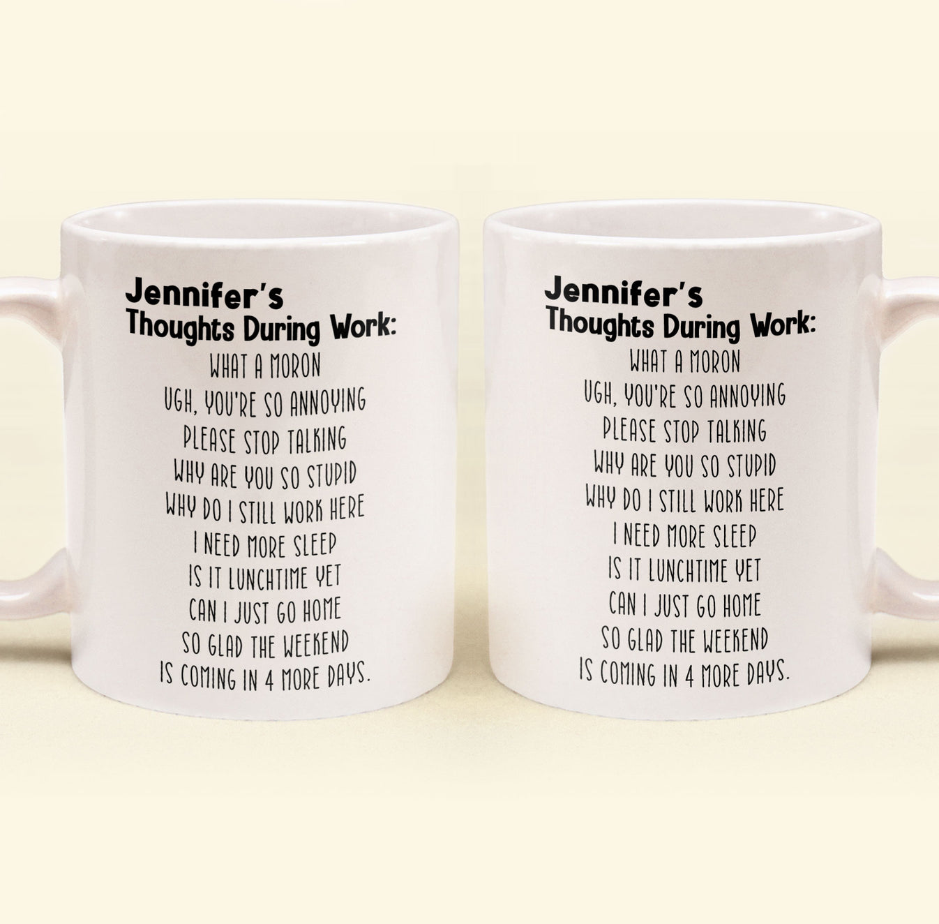 Funny Mug - Thoughts During Work - For Me Gift, Gifts For Coworkers ...