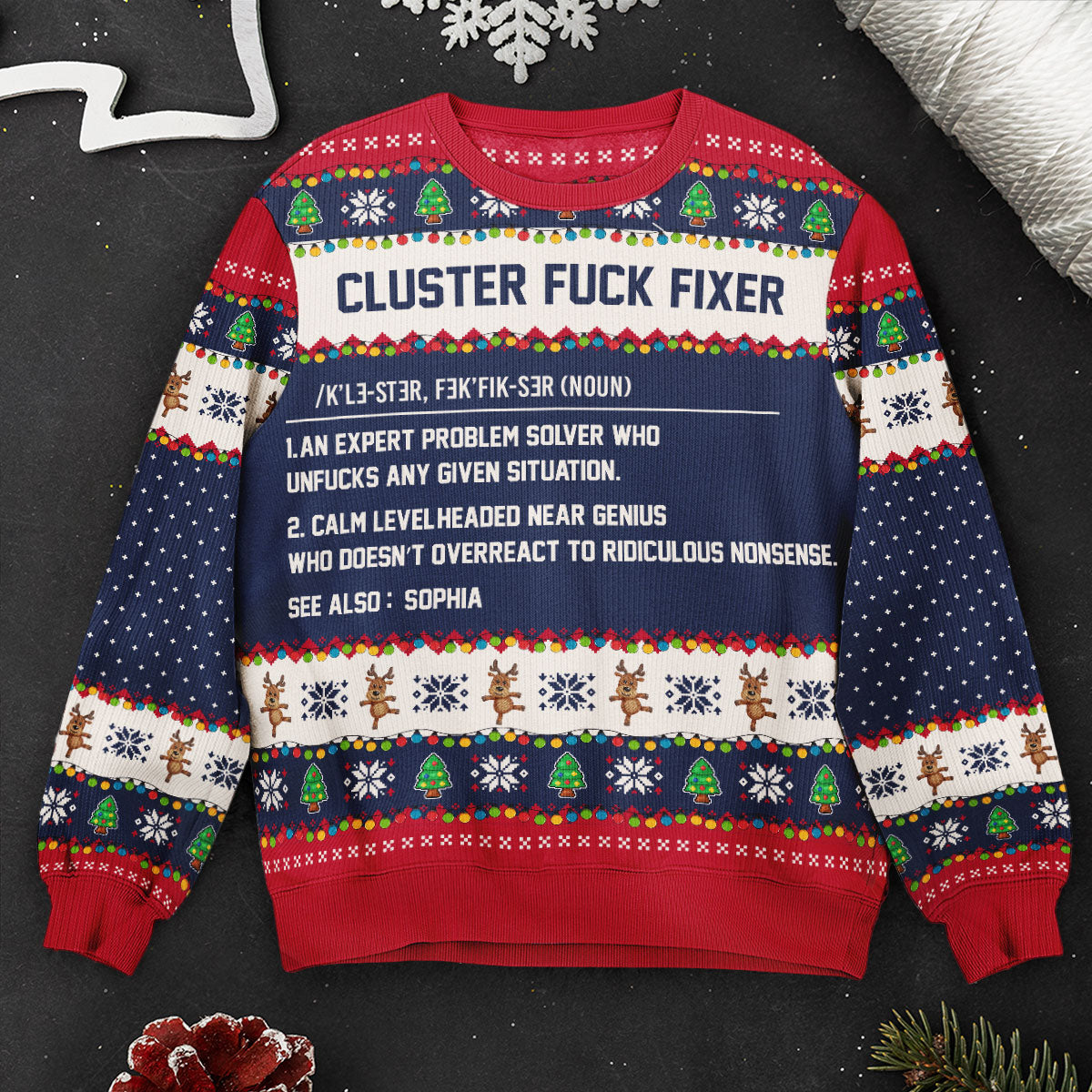 Funny Ugly Sweaters - Cluster F*Ck Fixer - For Coworkers, Boss, Friends ...