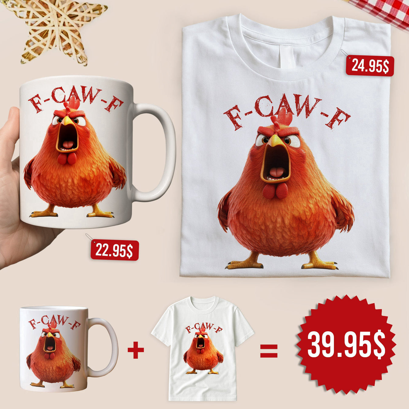 Funny Mug & Shirt - Humorous Crow F-Caw-F - For Coworkers, Friends ...