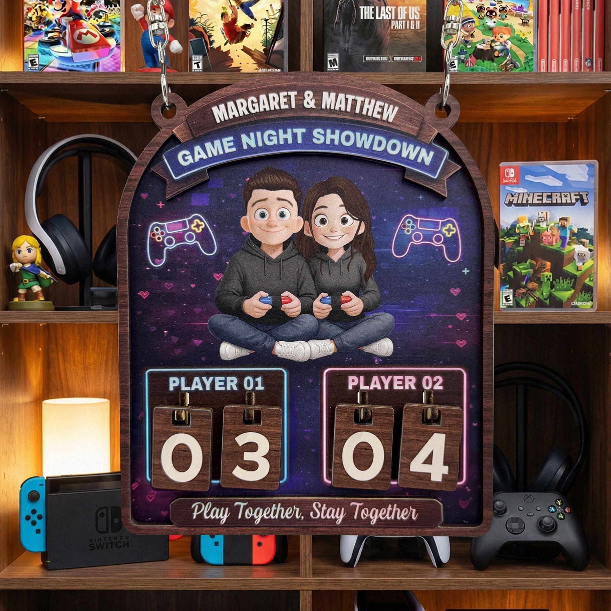 Gaming Couples Date Night Score Counter - Personalized Hanging Game Tr ...