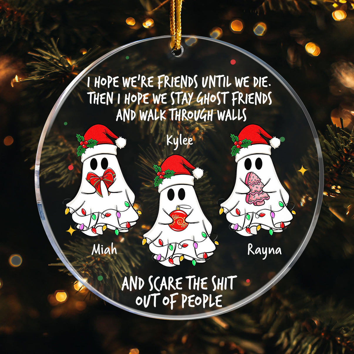 Ghost Friends Funny - Personalized Acrylic Ornament - Gift For Friend ...