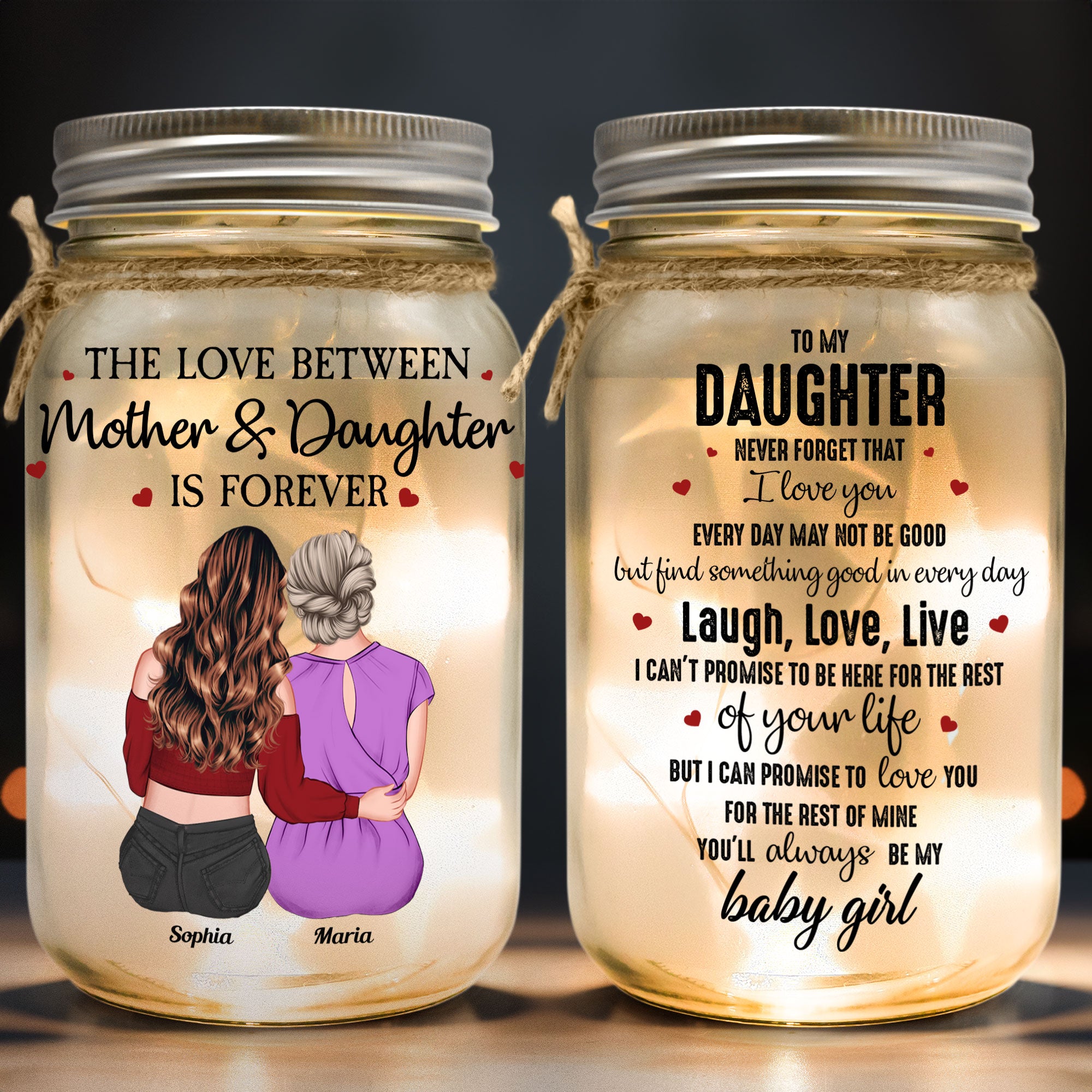 Gift For Daughter Never Forget That I Love You - Personalized Mason Jar ...