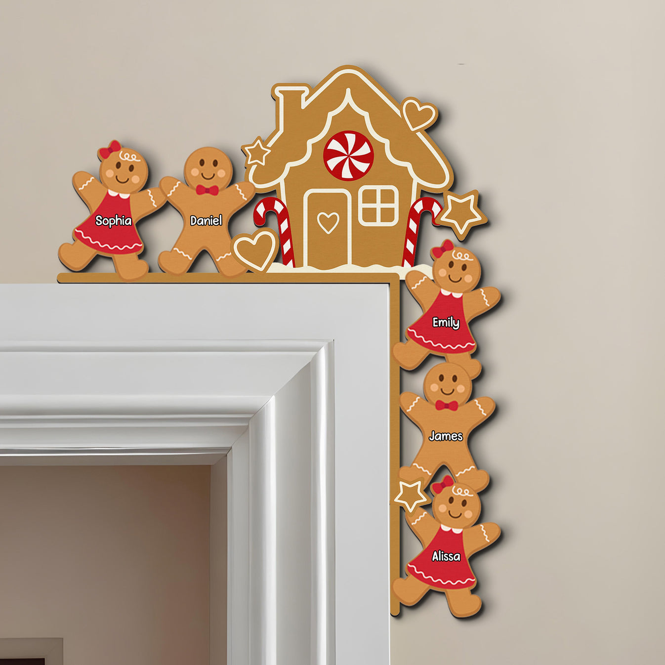 Gingerbread House Christmas Decoration - Personalized Door Corner Wood ...