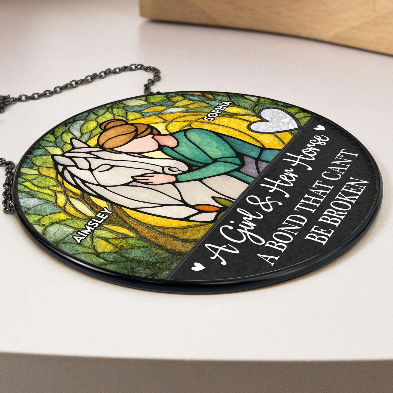 Girl & Horse A Bond Can't Be Broken - Personalized Stained Glass Window ...