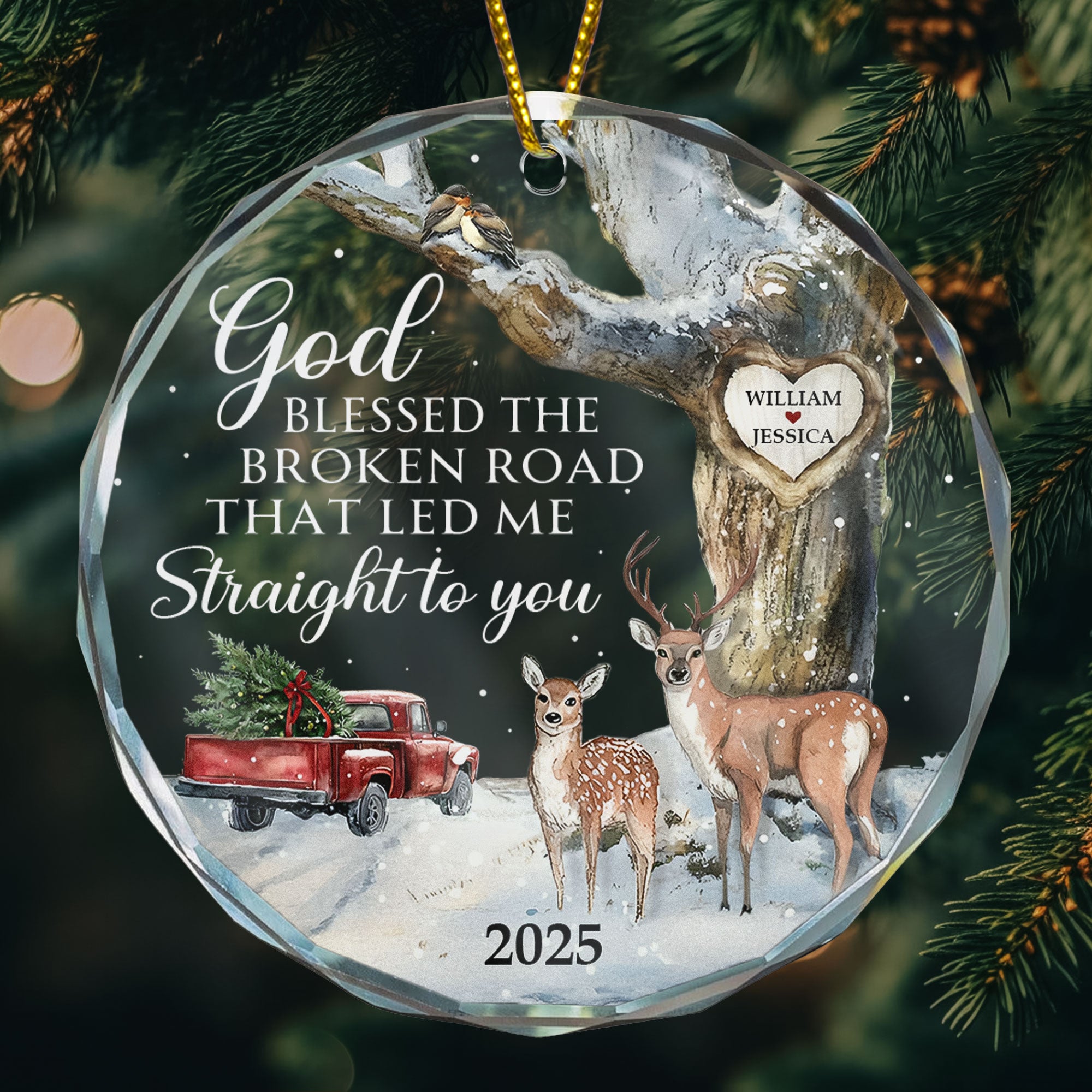 God Blessed The Broken Road Couple - Personalized Glass Ornament – Macorner
