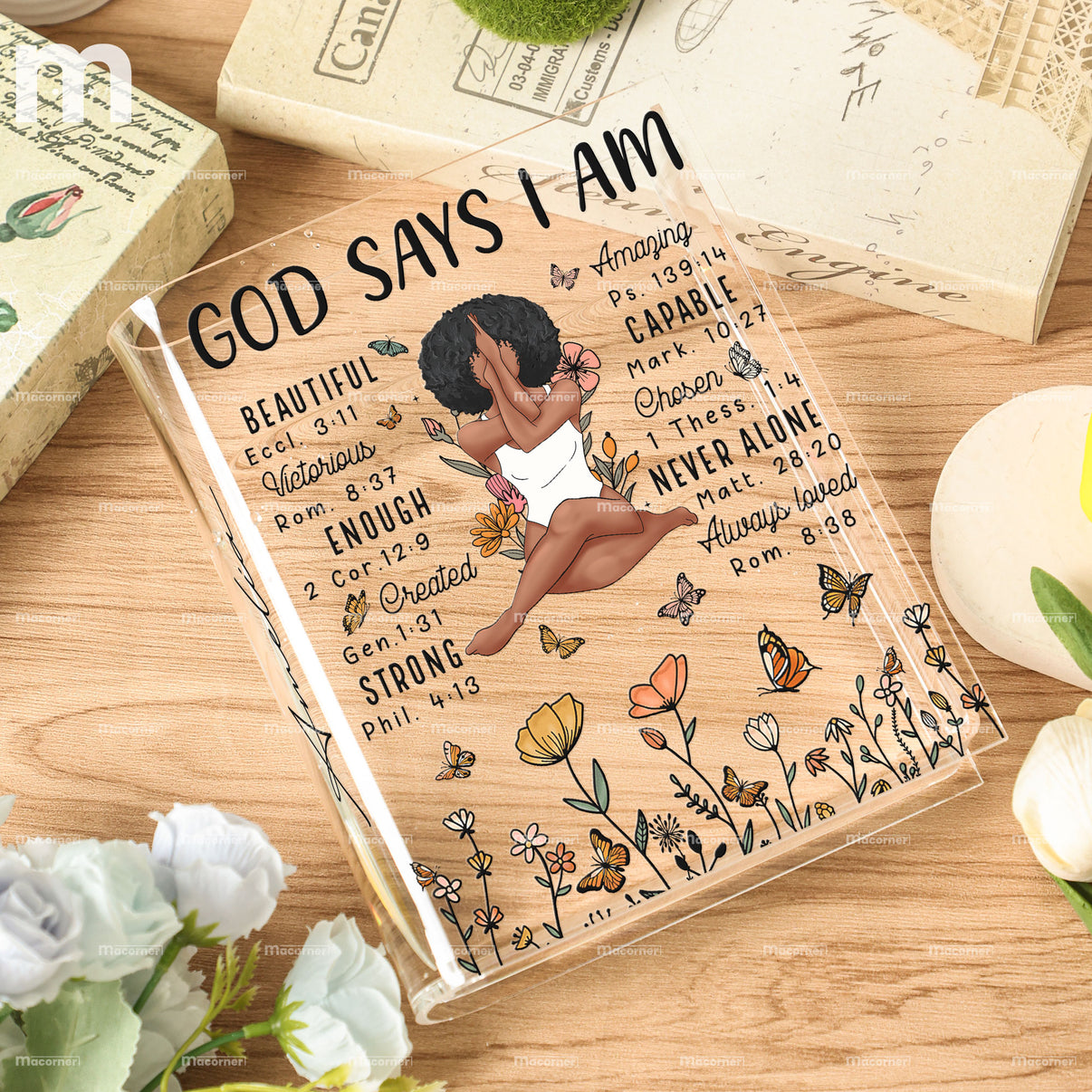 God Says I Am Beautiful Amazing - Personalized Acrylic Book Vase – Macorner
