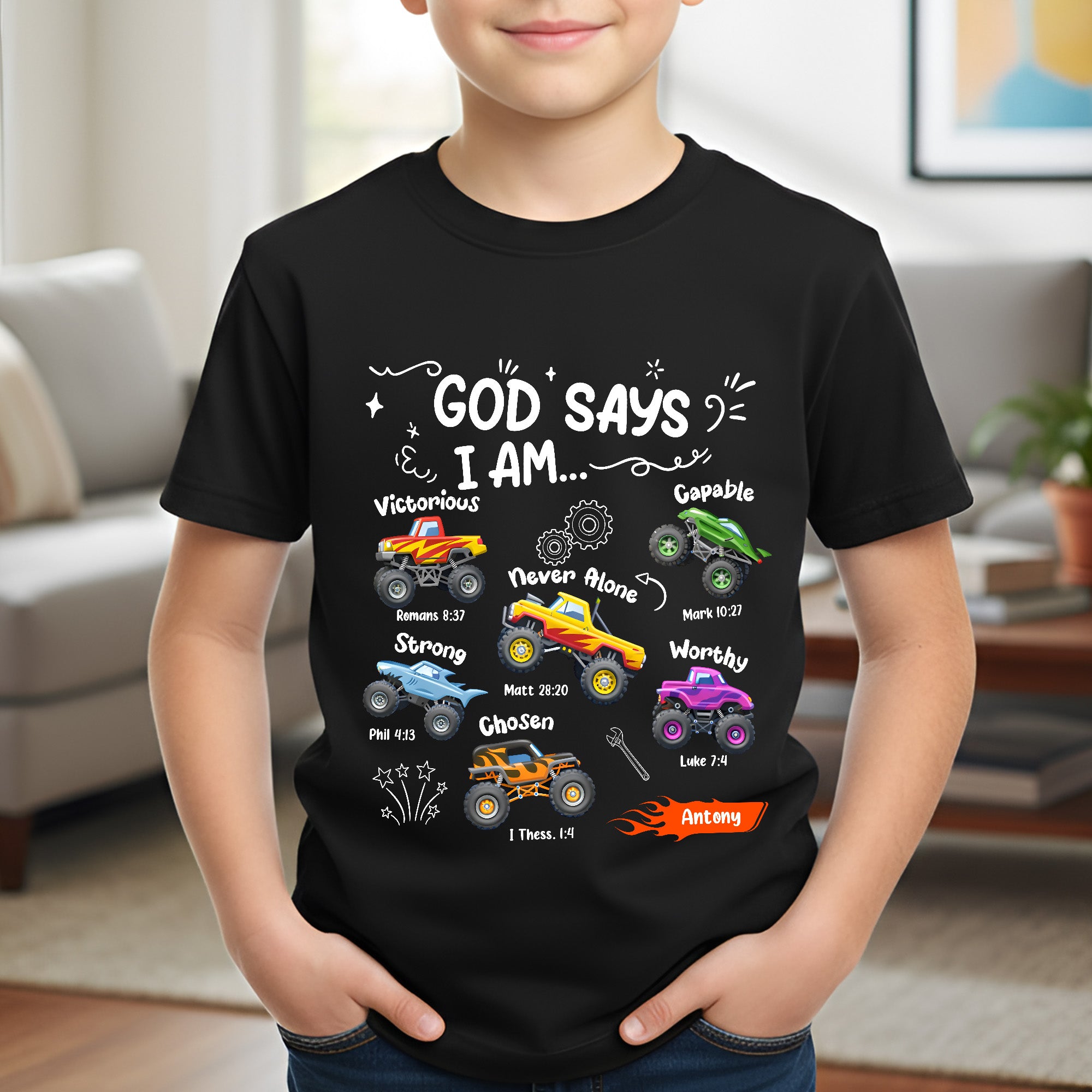 God Says I Am Kid Monster Truck - Personalized Shirt – Macorner