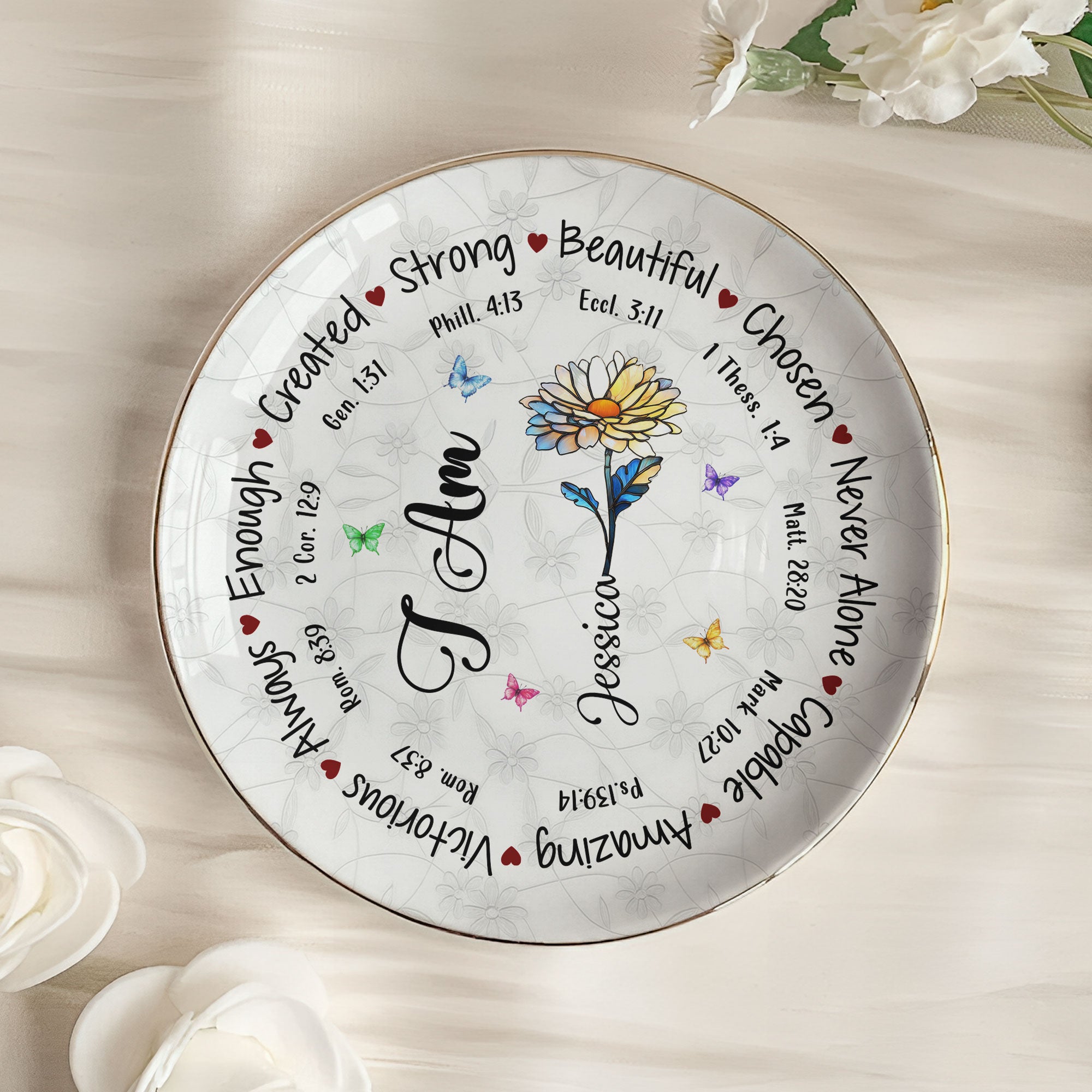 God Says I Am Name Letter In Bible Birthday Flowers - Personalized ...