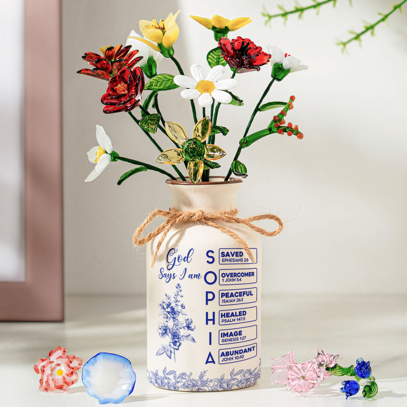 God Says I Am Name Letter In Bible - Personalized Vase With Glass Birth ...