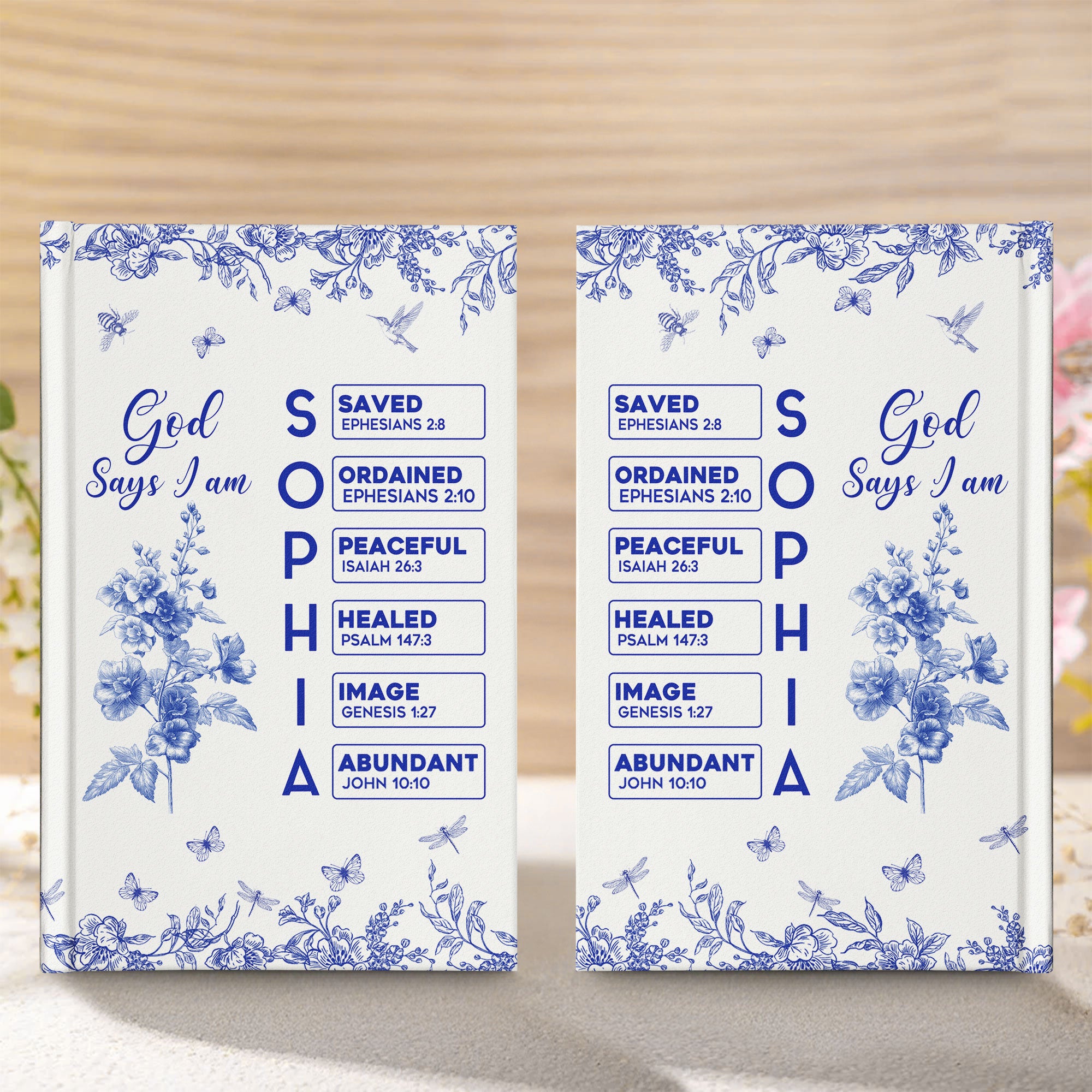 God Says I Am Name Letter In Bible Toile De Jouy Style - Personalized ...