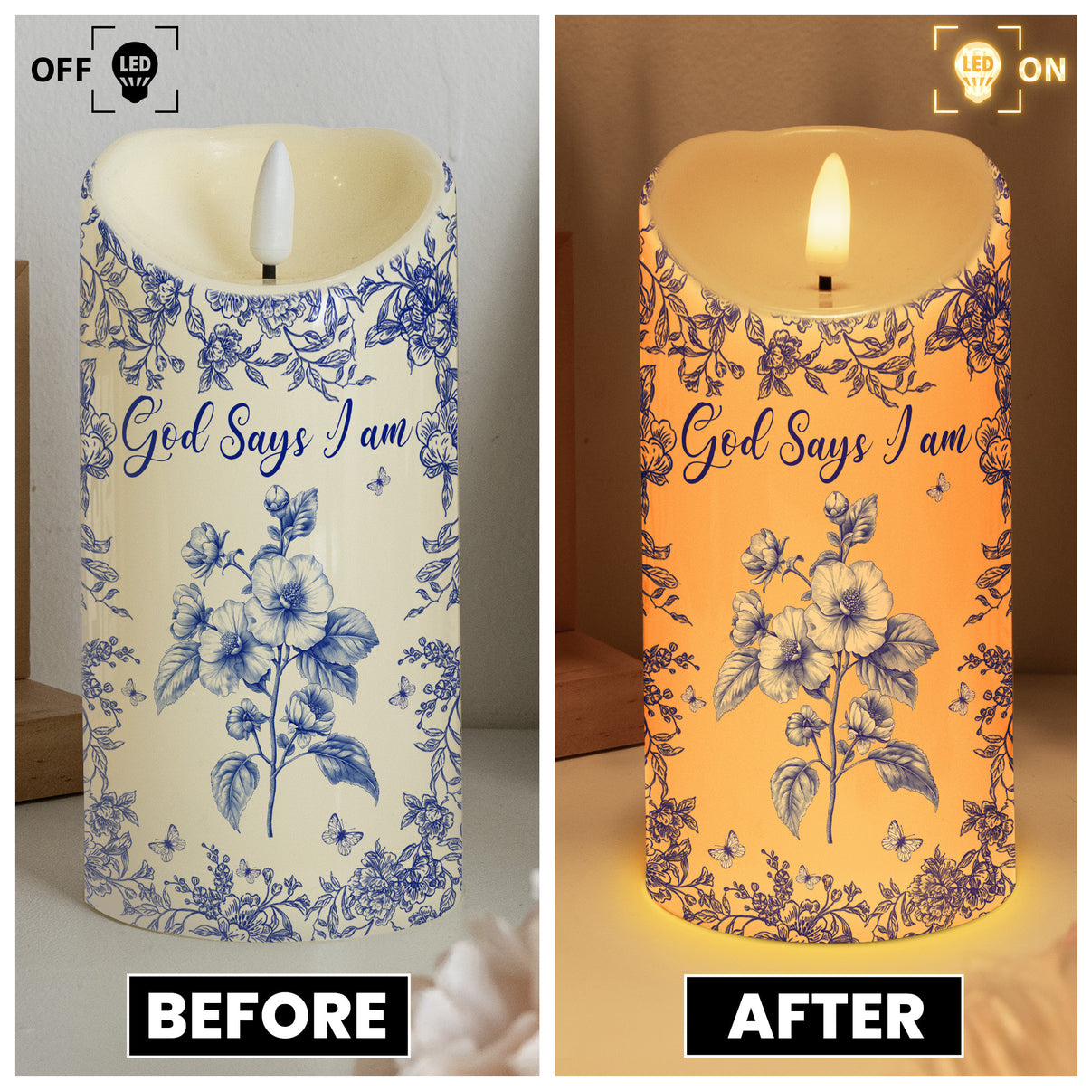 God Says I Am Name Letter In Bible Toile De Jouy Style - Personalized ...