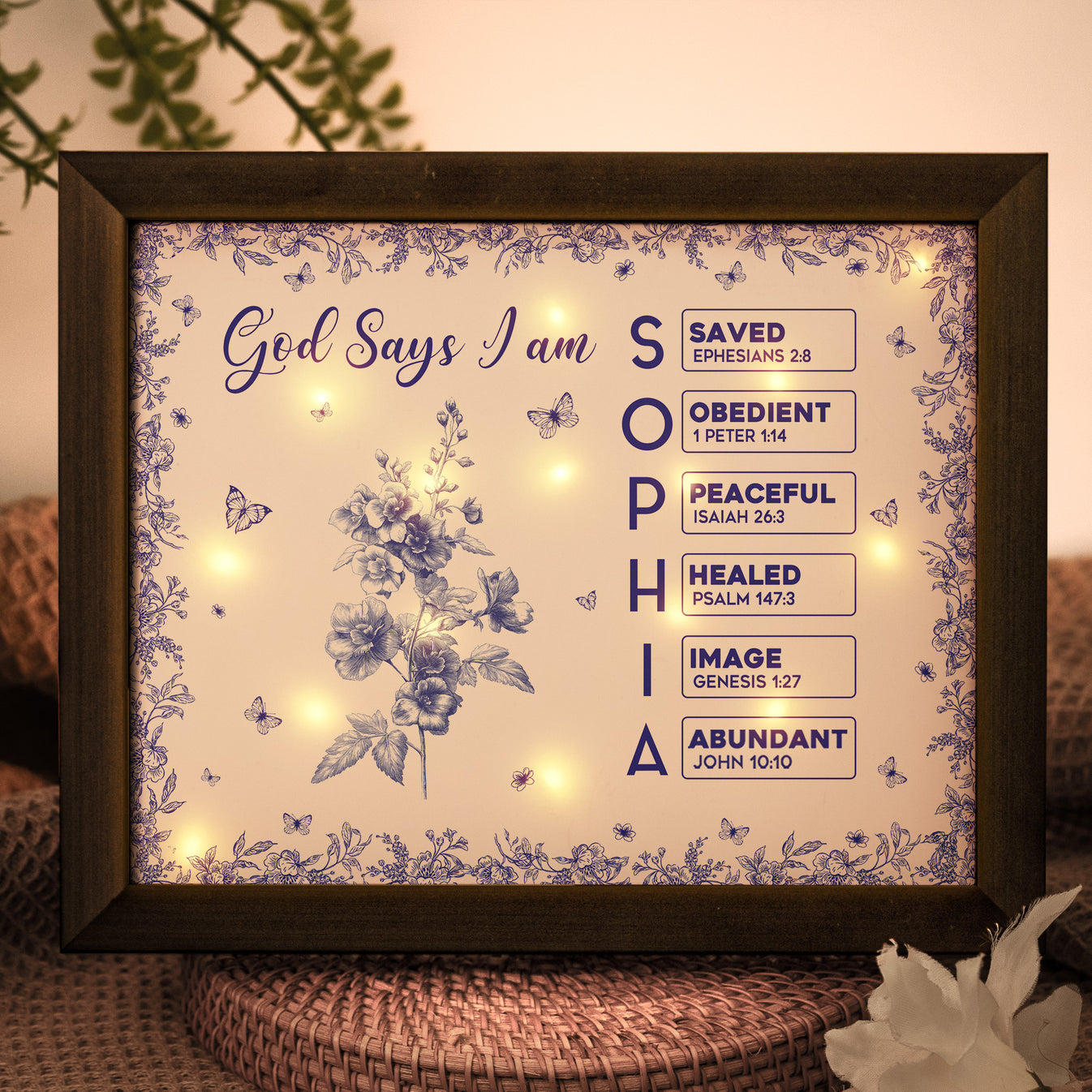 God Says I Am Name Letter In Bible Toile De Jouy Style - Personalized ...