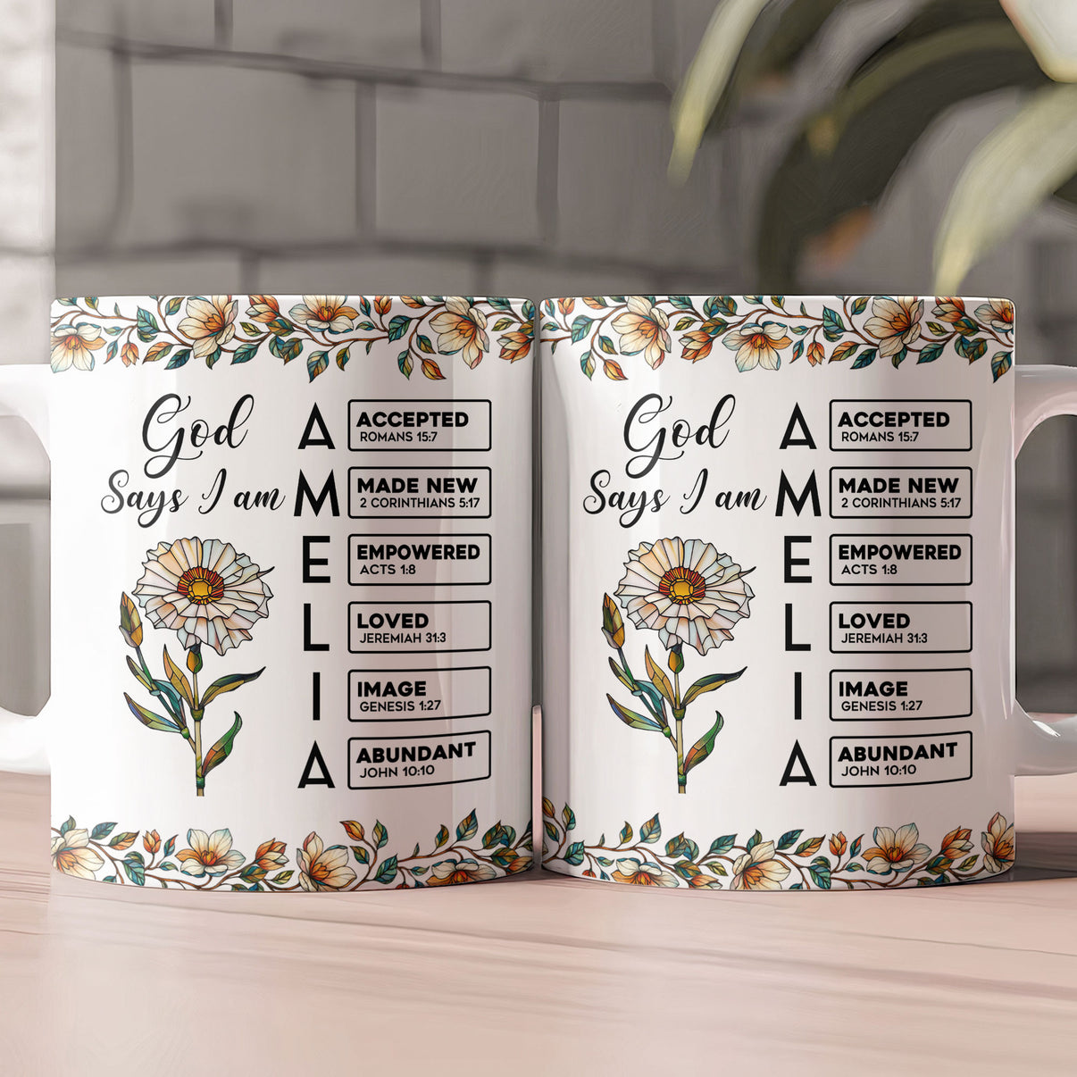 God Says I Am Name Letter In Bible With Stained Glass Birth Flower ...
