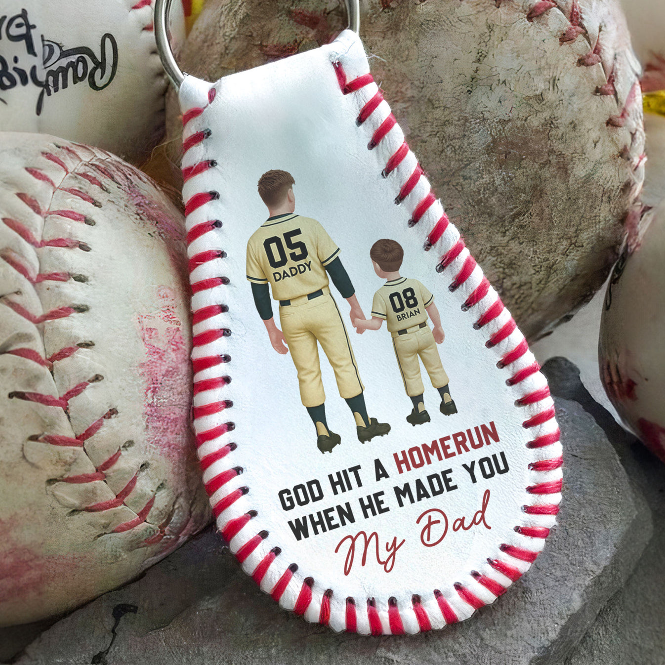 God Hit A Homerun When He Made You My Dad/ Mom - Personalized Keychain ...