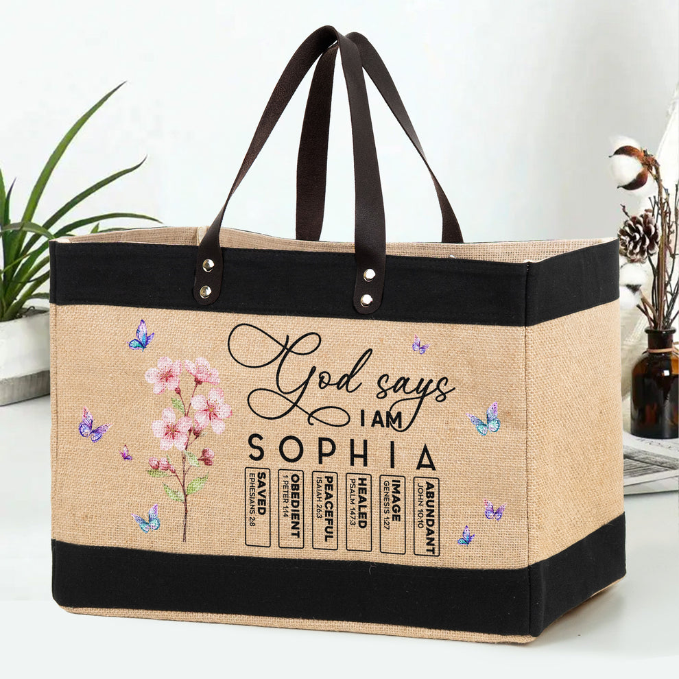 God Says I Am Name In Bible Verse - Personalized Tote Bag – Macorner