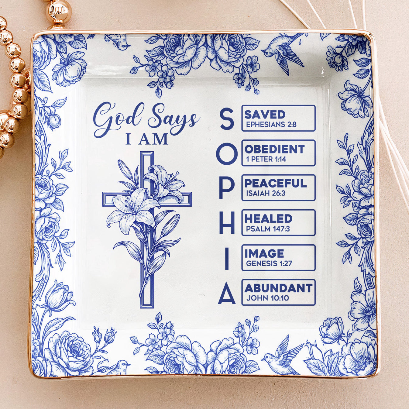 God Says I Am Name Letter In Bible Toile De Jouy With Faith Symbol ...