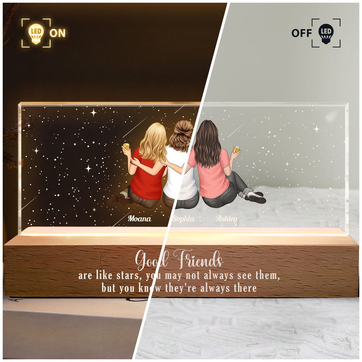 Good Friends Are Like Stars - Personalized LED Night Light – Macorner