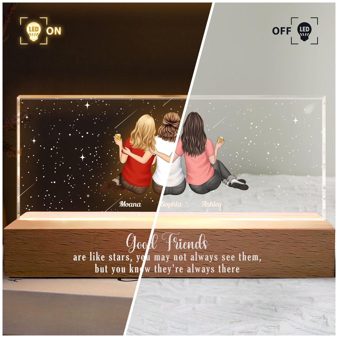 Good Friends Are Like Stars - Personalized LED Night Light – Macorner
