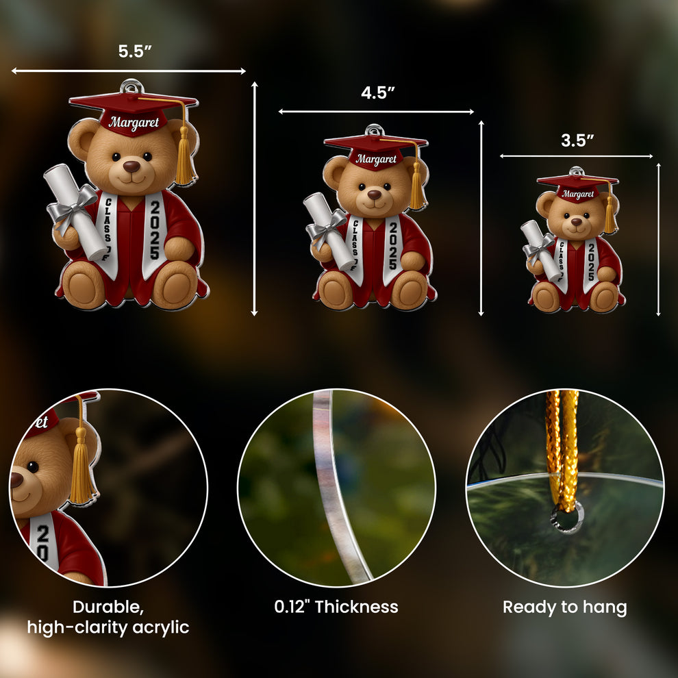 Graduation Bear Flat Design - Gift For Daughter, Son - Personalized ...