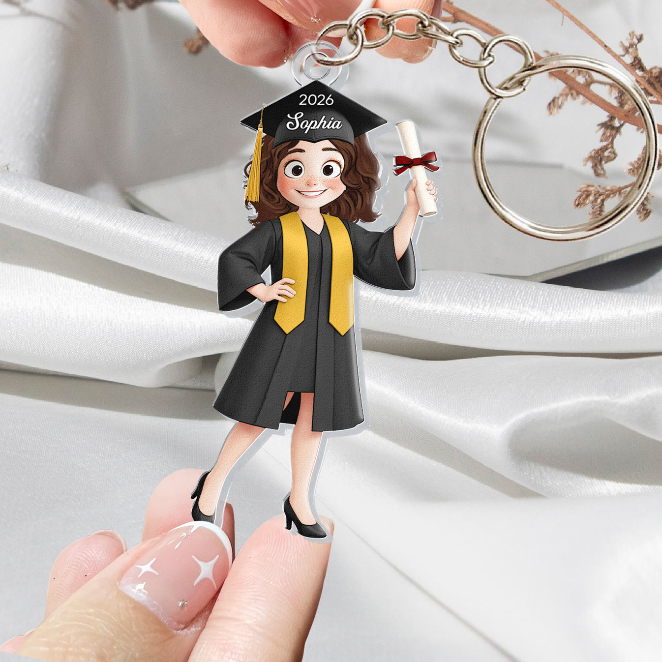 Graduation Cute Catoon Gift For Him Her - Personalized Acrylic Keychain ...