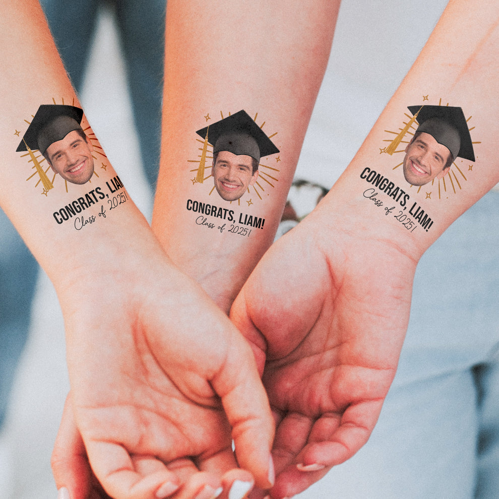 Graduation Funny Tattoo Custom Face - Personalized Photo Tattoo – Macorner