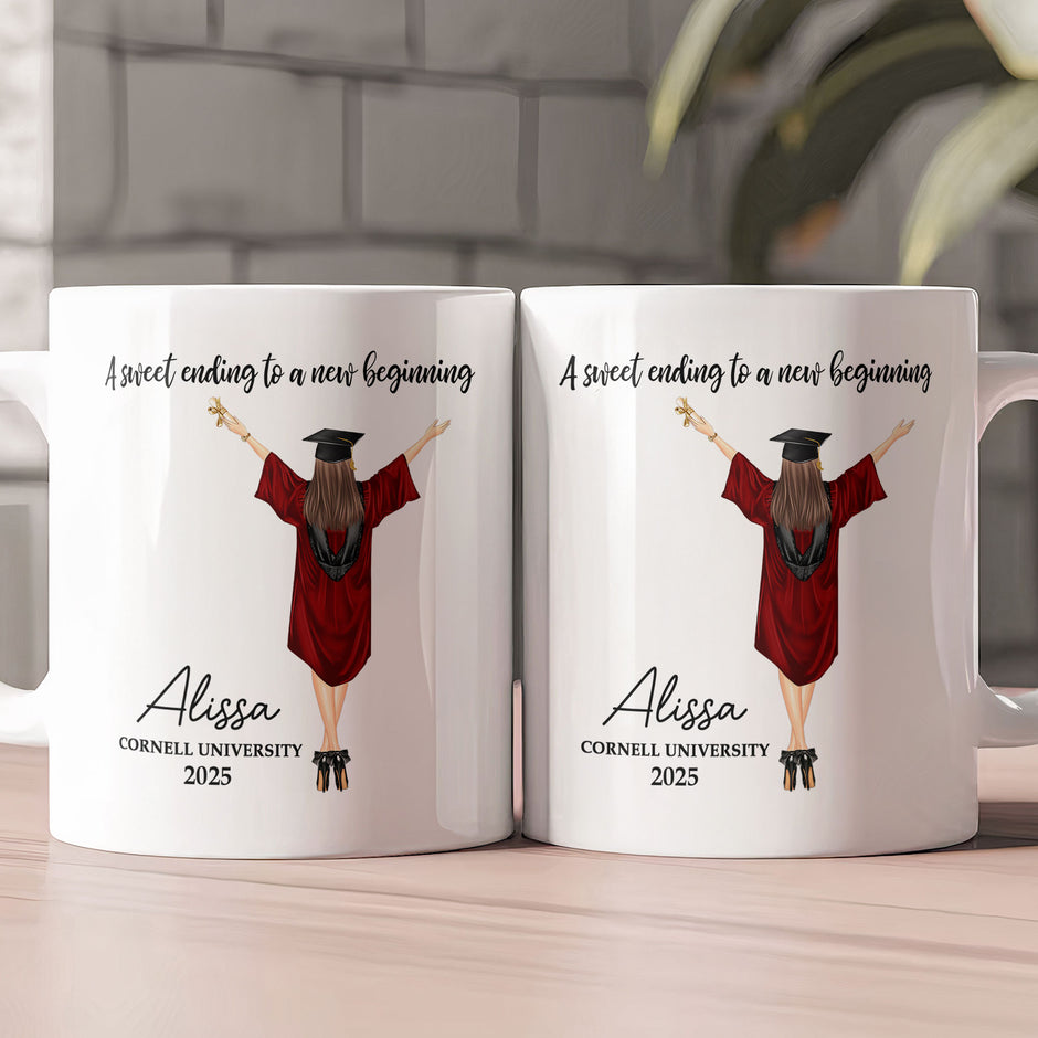 Graduation Mug A Sweet Ending To A New Beginning - Personalized Mug ...