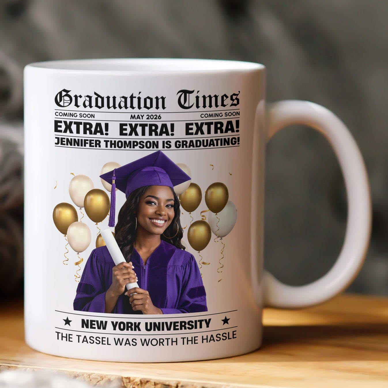 Graduation Time Newspaper Senior Keepsake - Personalized Photo Mug ...