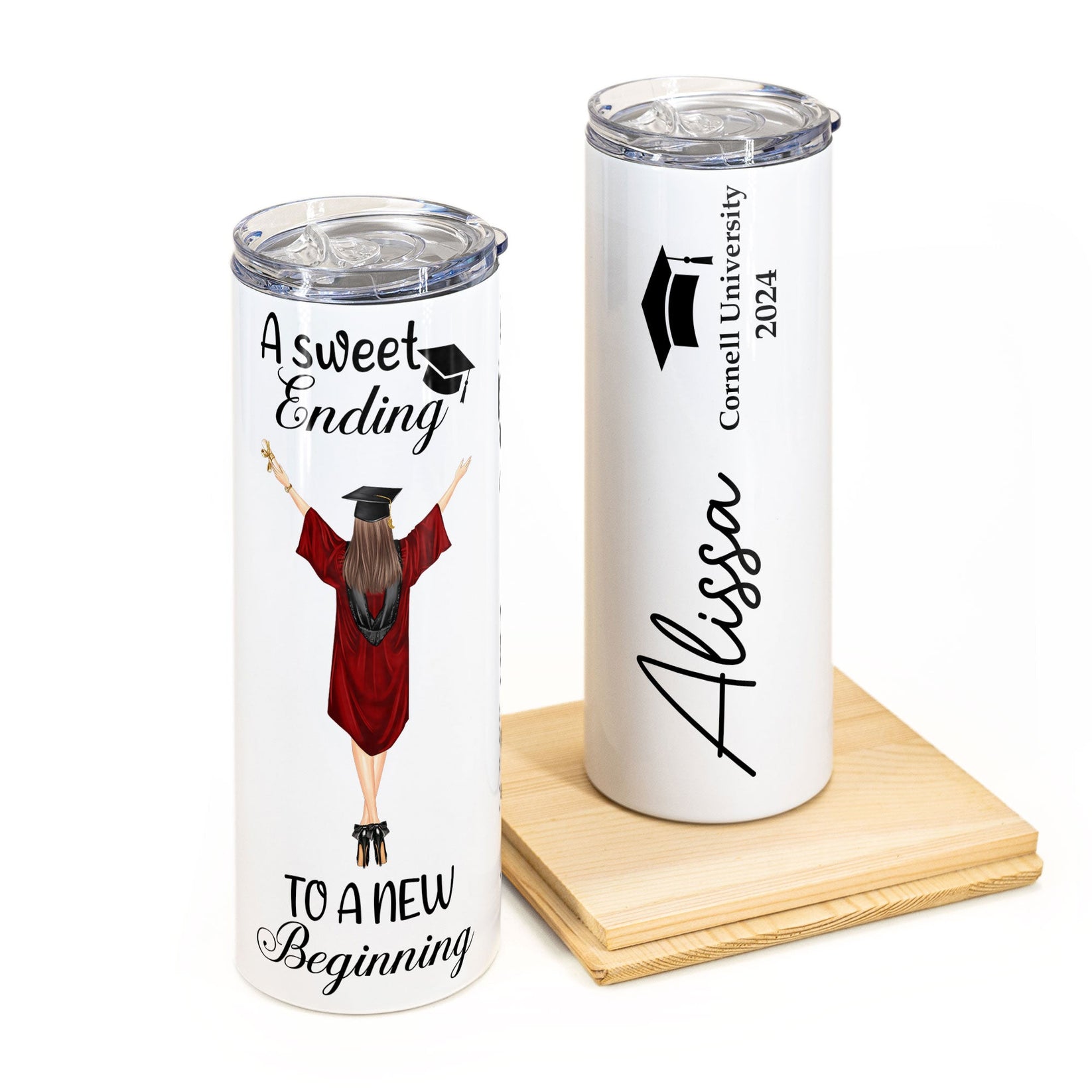 Graduation Tumbler A Sweet Ending - Personalized Skinny Tumbler – Macorner