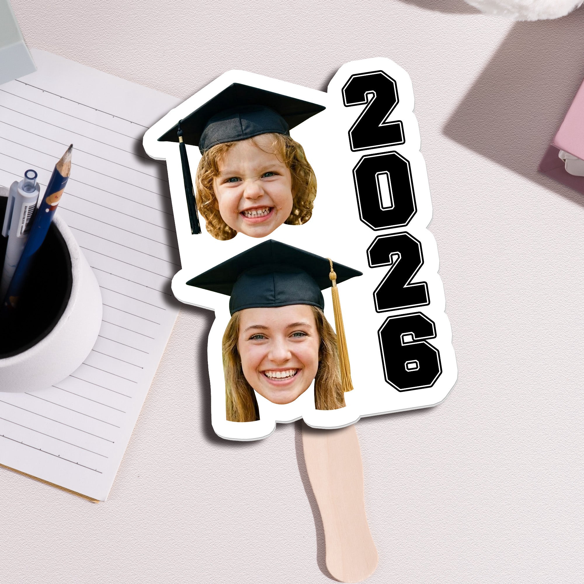 Graduation Then Vs Now Custom Photo - Personalized Graduation Fan ...