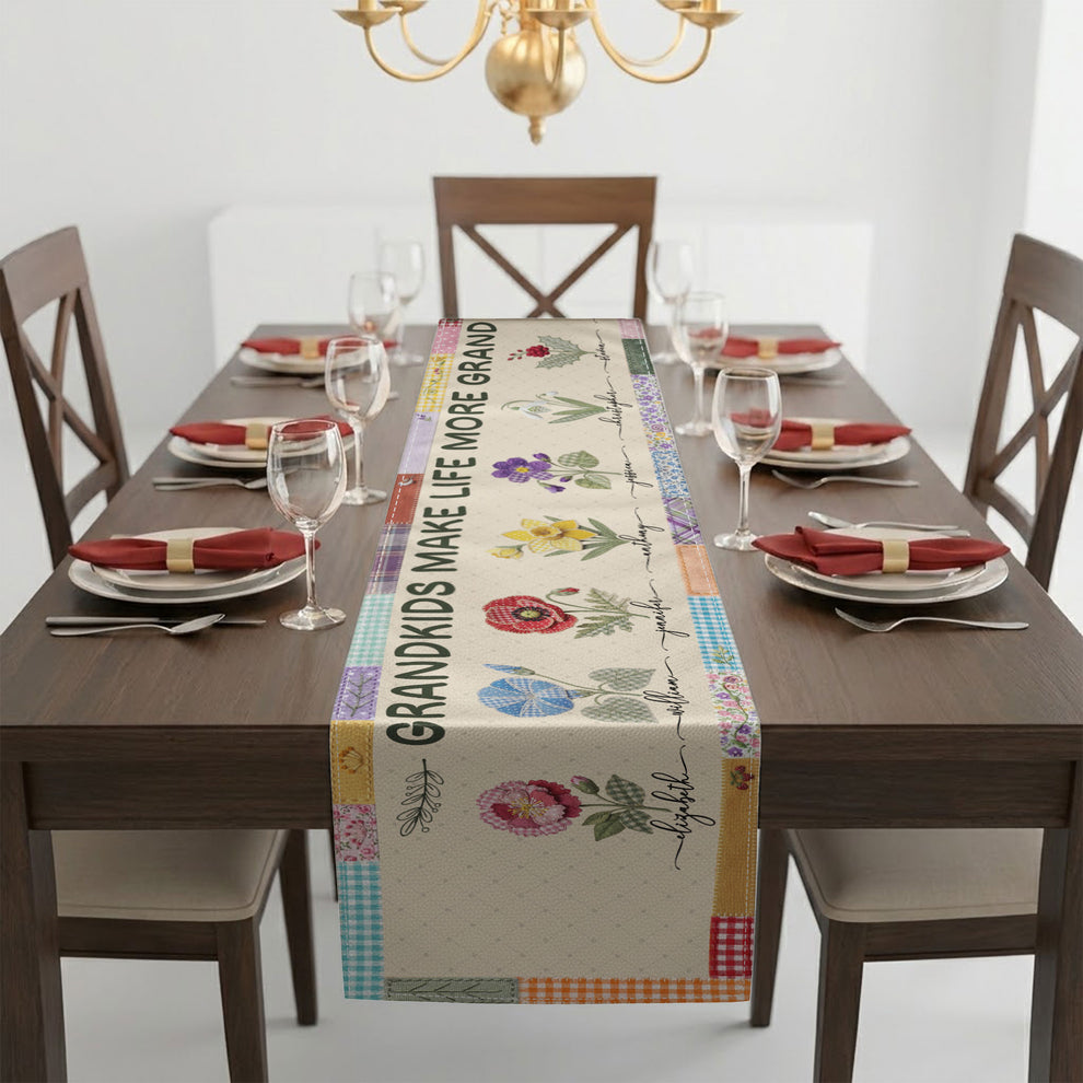 Grandkids Make Life More Grand - Personalized Table Runner – Macorner