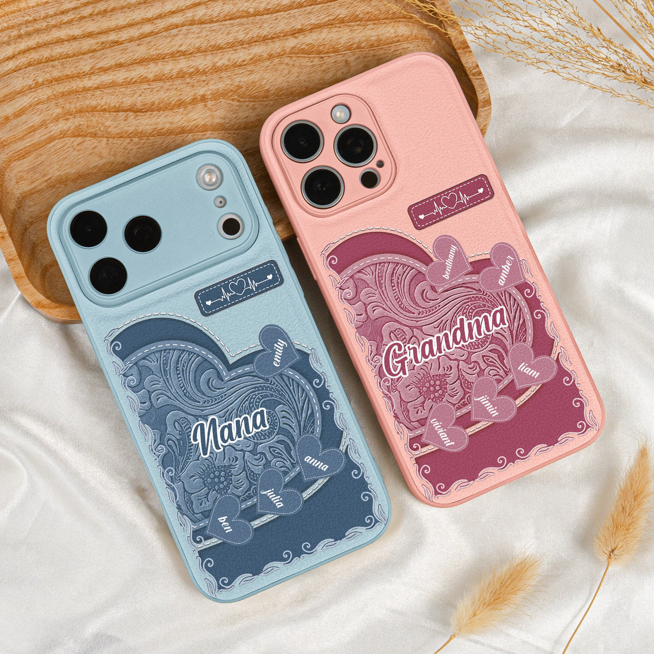 Grandma & Mom Little Sweethearts - Personalized Leather Phone Case ...