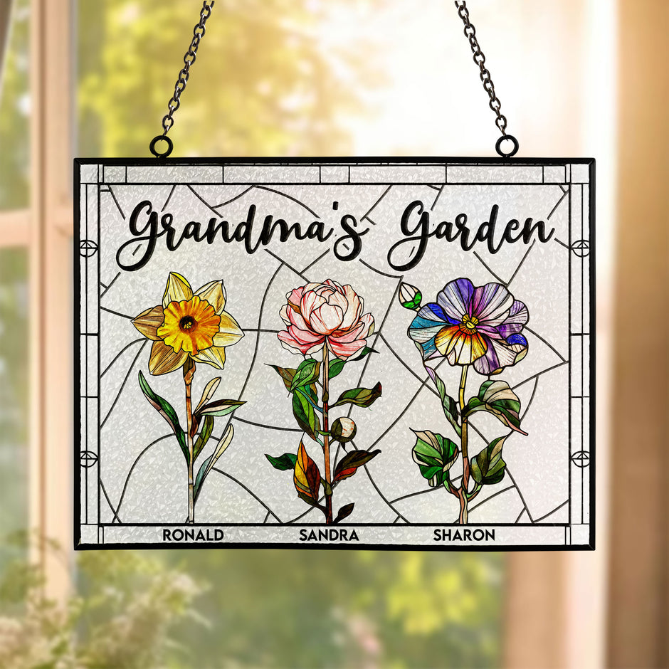 Grandma's Garden - New Version - Personalized Stained Glass Suncatcher ...