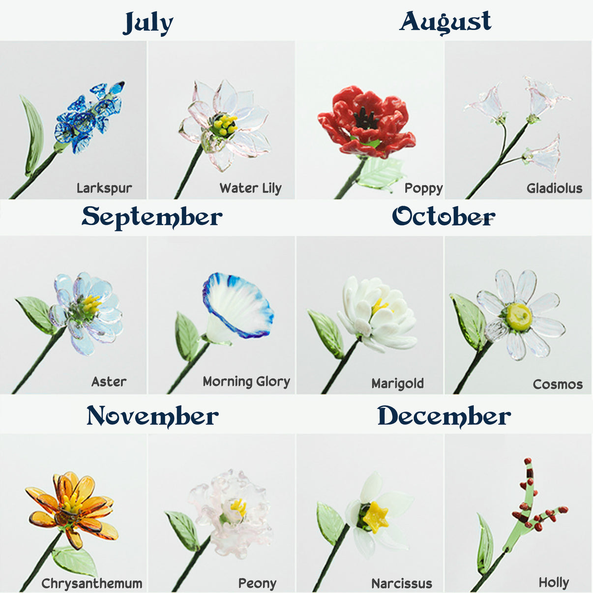 Grandma's Garden - Personalized Vase With Glass Birth Month Flowers ...