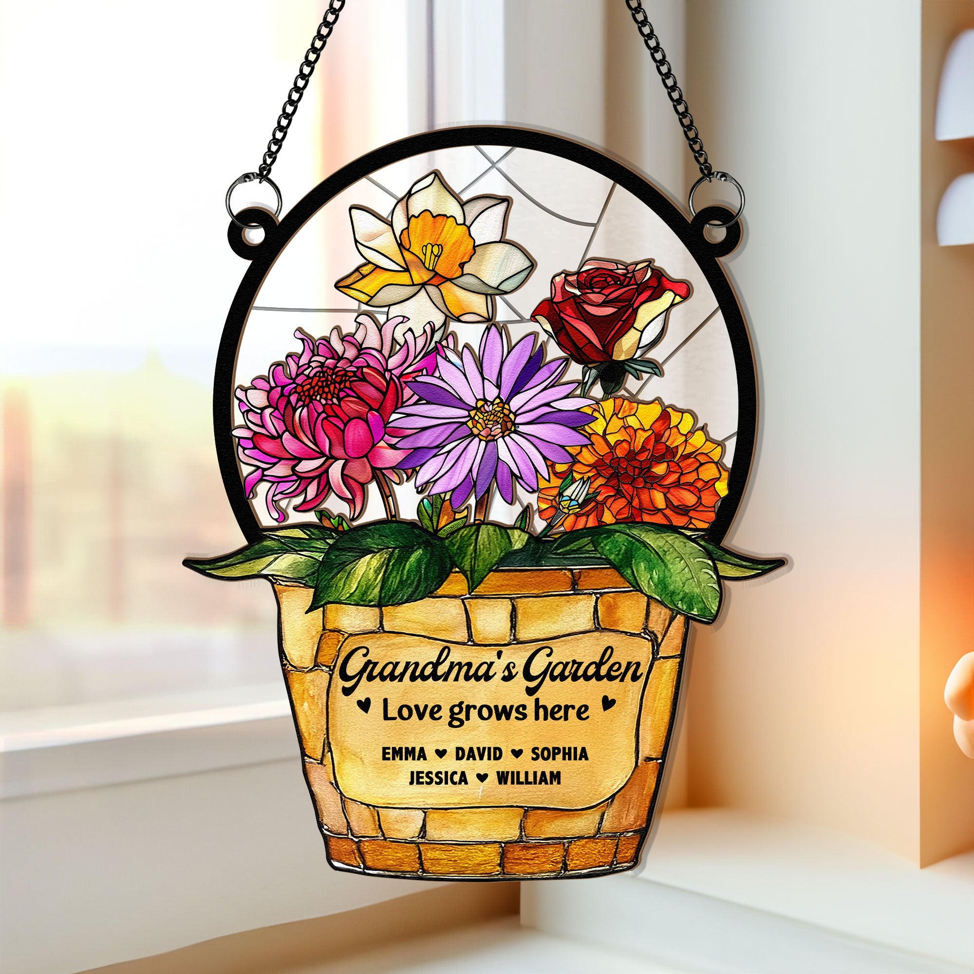 Mother's Day Gifts, Grandma's Garden - Personalized Window Hanging Sun ...