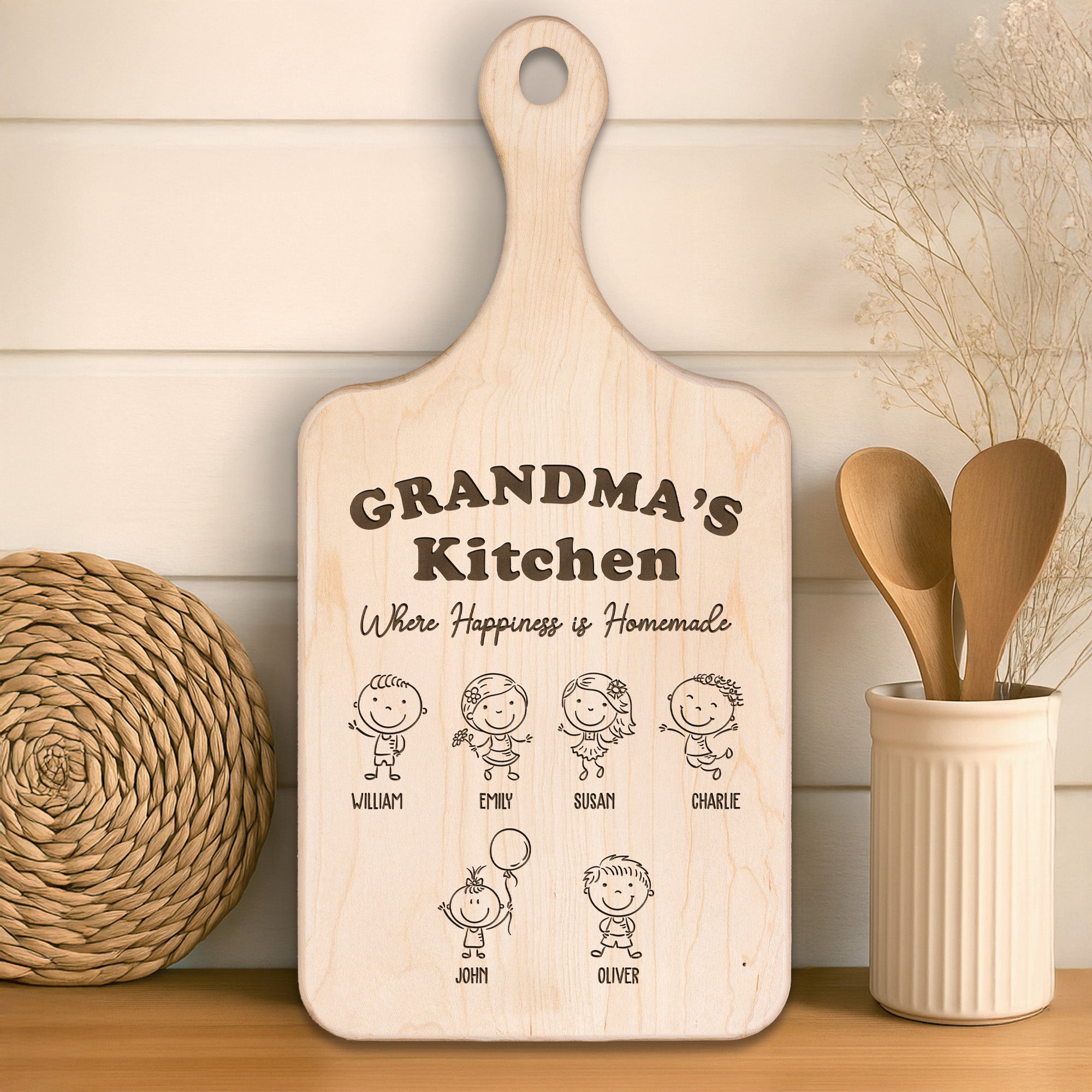 Grandma's Kitchen Where Happiness Is Homemade - Personalized Paddle Cu ...