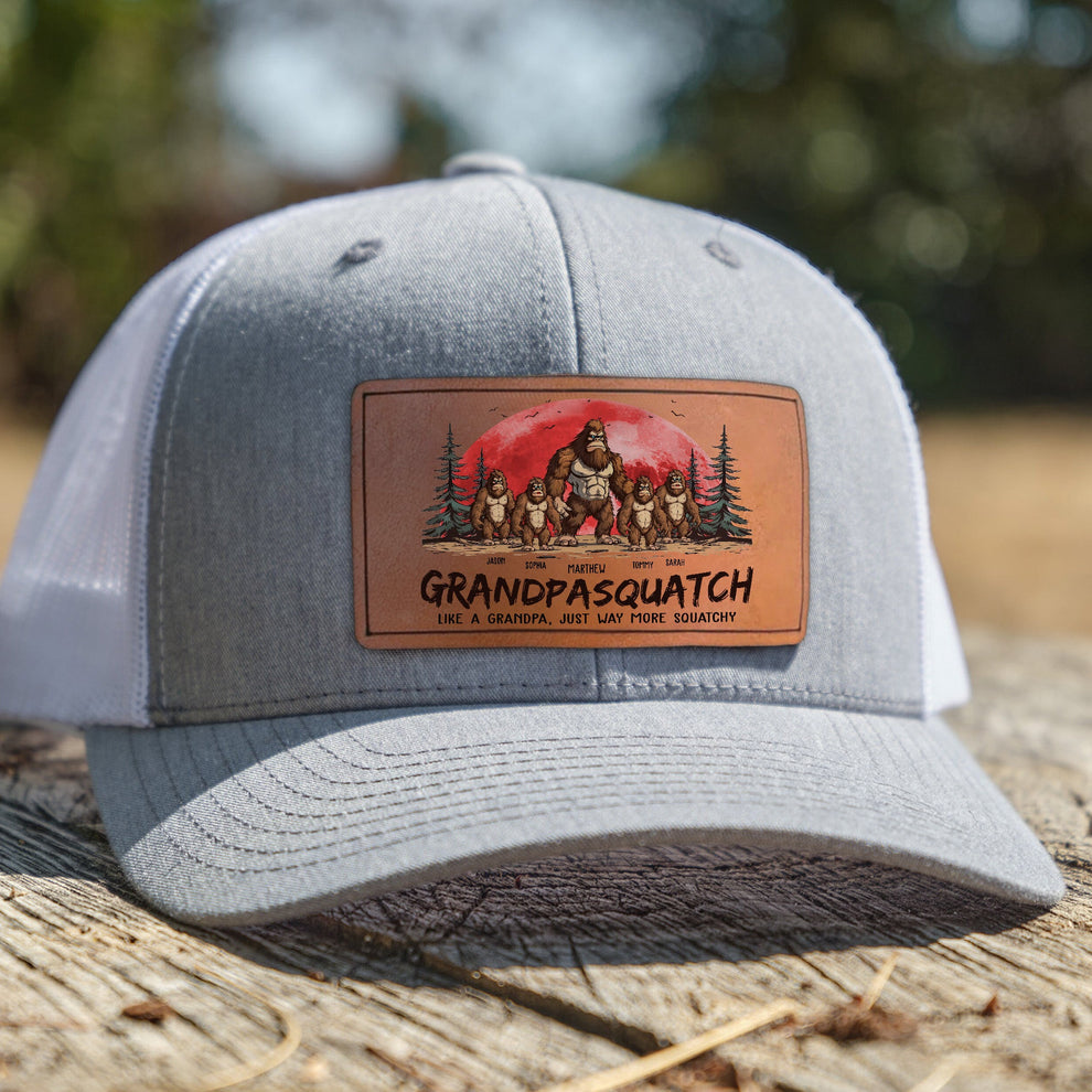 Father's Day Gifts, Grandpasquatch - Personalized Leather Patch Hat ...