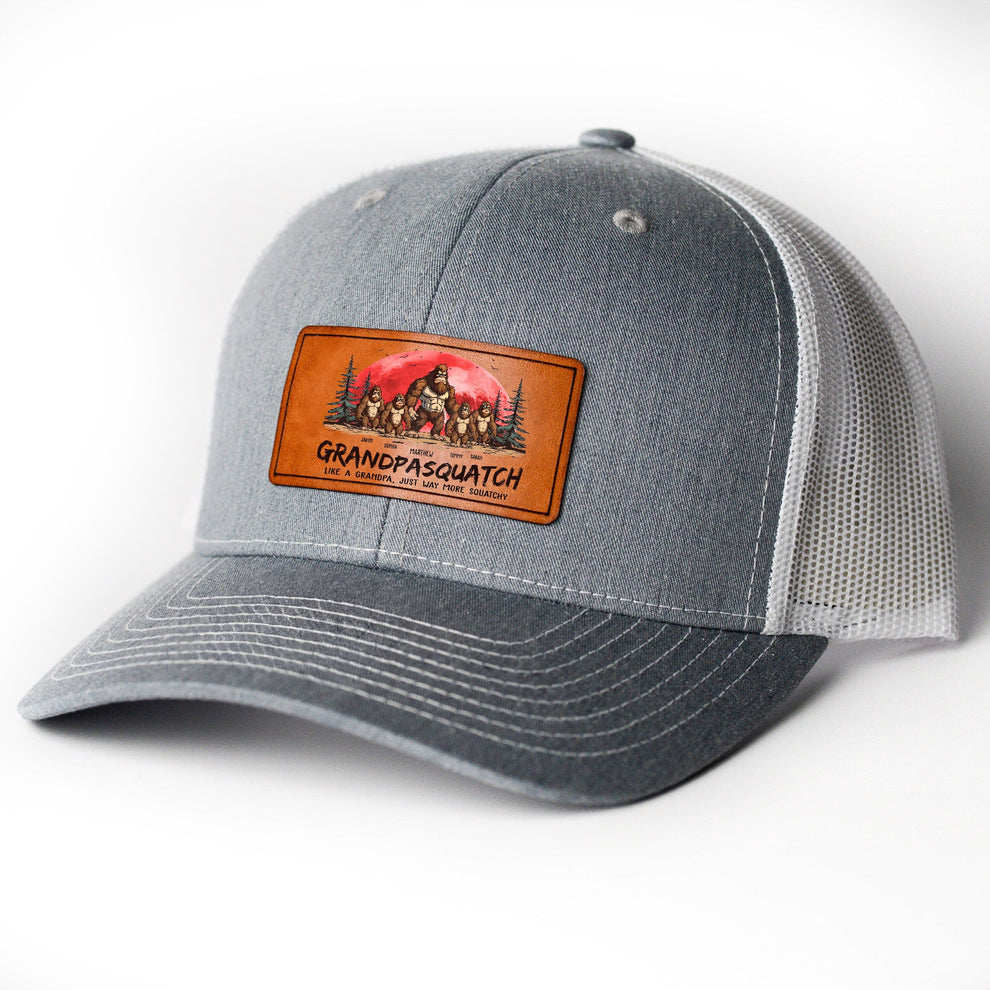 Father's Day Gifts, Grandpasquatch - Personalized Leather Patch Hat ...