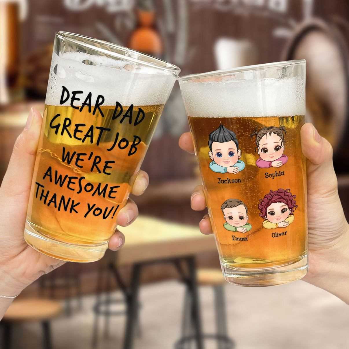 Great Job Dad We're Awesome - Personalized Beer Glass – Macorner