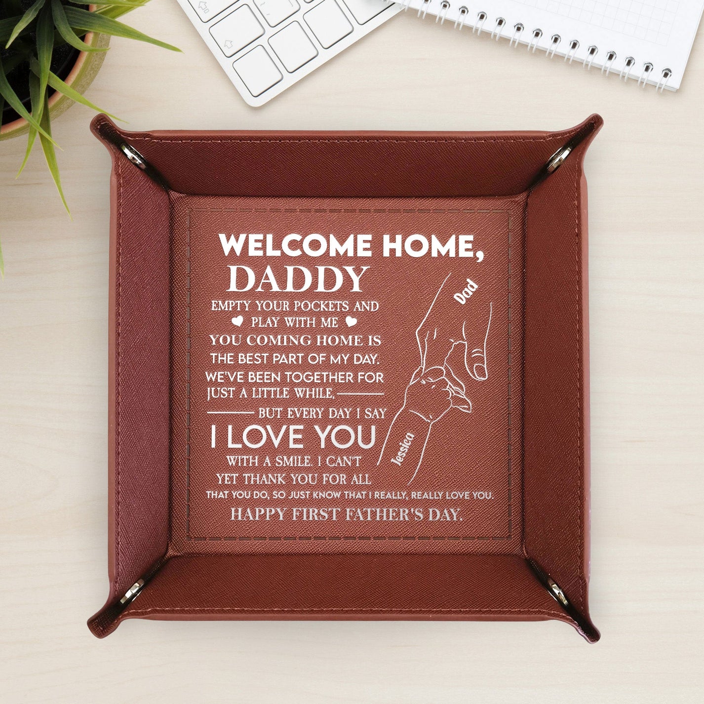 Happy First Father's Day From Baby - Personalized Leather Valet Tray ...