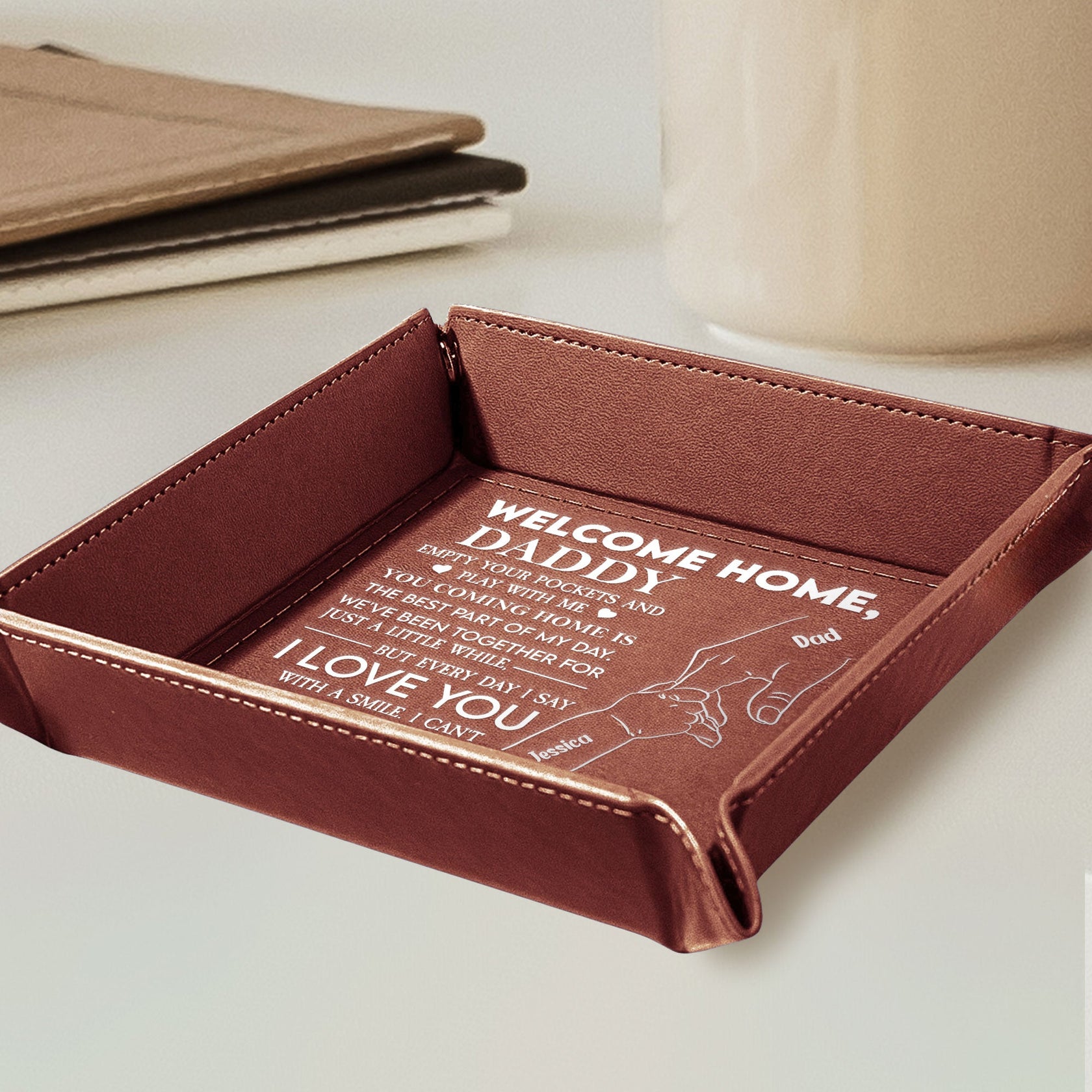 Happy First Father's Day From Baby - Personalized Leather Valet Tray ...