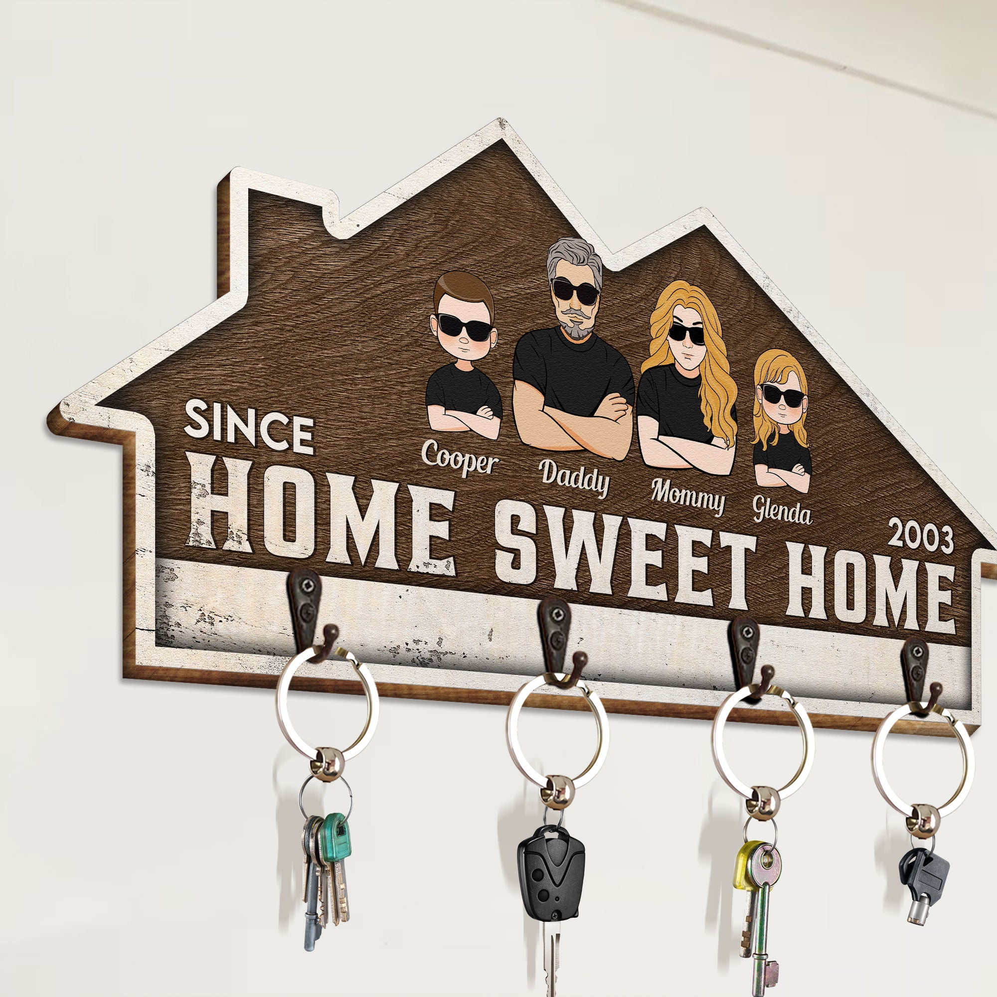 Home Sweet Home - Personalized Custom Key Holder - Ver 2 - Macorner