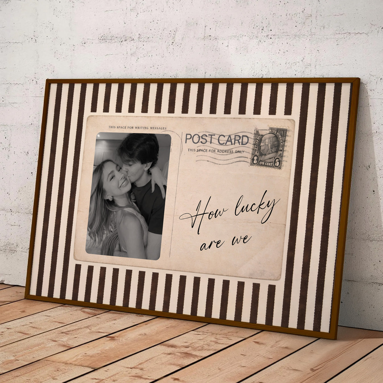 How Lucky Are We Wall Art Vintage Postcard - Personalized Photo Poster ...