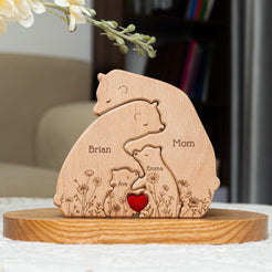 Hugging Bear Family Floral Version - Personalized Wooden Bear Family ...