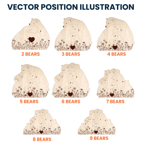 Hugging Bear Family Floral Version - Personalized Wooden Bear Family ...