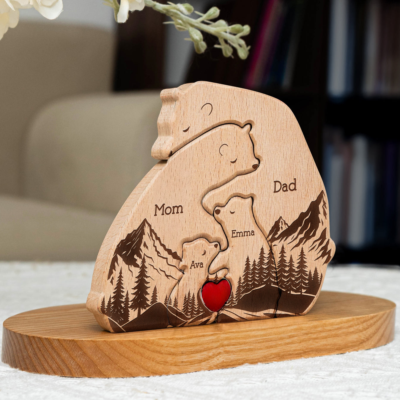 Hugging Bear Family New Version - Personalized Wooden Bear Family ...