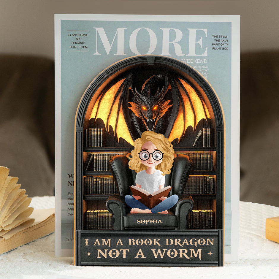 I Am A Book Dragon Not A Worm - Custom Wood Book Ends – Macorner