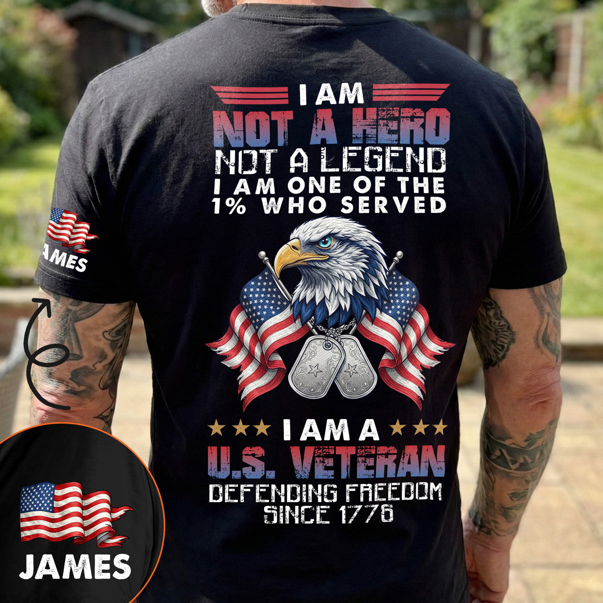 I Am A U.S. Veteran Defending Freedom Since 1776 - Personalized Back P ...